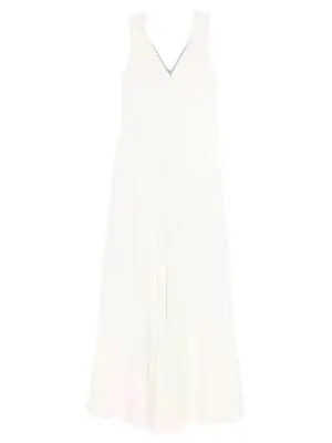Brunello Cucinelli V-neck Sleeveless Maxi Dress - Neutrals