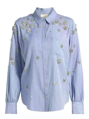 Cinq À Sept Lola Flower-embellished Shirt - Blue