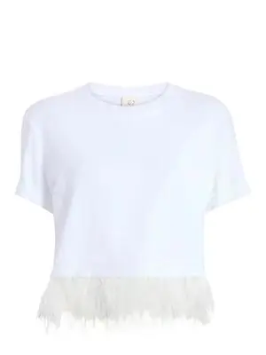 Cinq À Sept Short-sleeve Feather Tee - White