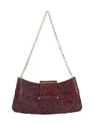 JIMMY CHOO Snake-print Leather Shoulder Bag - Brown