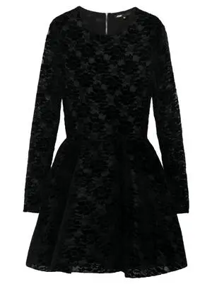 Maje Lace-panel Flared Dress - Black