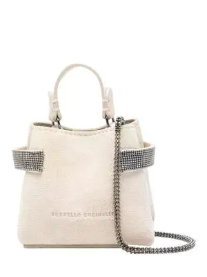 Brunello Cucinelli Embellished Top-handle Pouch - Neutrals