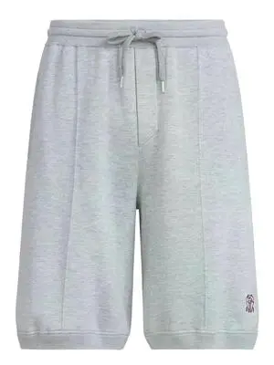 Brunello Cucinelli Brunello Cucinelli Cotton And Silk French-Terry Double-Knit Bermuda Shorts With Logo Grey