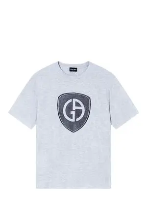 Giorgio Armani Viscose And Cashmere Jersey Crew-neck T-shirt Grey