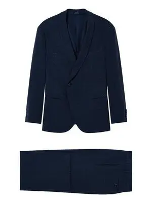 Giorgio Armani Cupro Blend Jacquard Suit - Navy_blue