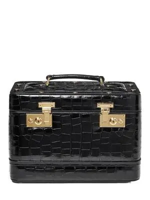 ASPINAL OF LONDON Vanity Case In Deep Shine Croc - Black