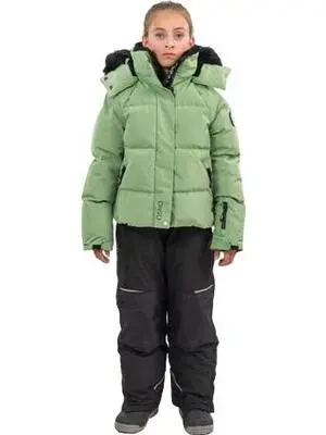 ÖSNO Nikki Cropped Ski Jacket And Snow Pants Set - With Black Fur