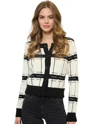 Central Park West Eden Specialty Stitch Cardigan - Ivory Multi