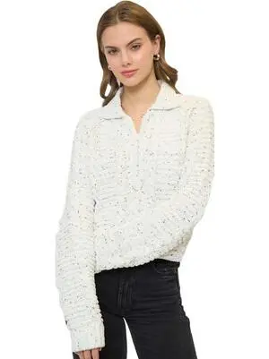 Central Park West Cable Chenille Half-zip Pullover - Black White