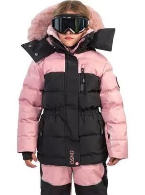 ÖSNO Snowsuit With Faux Fur Trim - Pink Fur