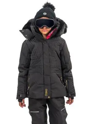 ÖSNO Snowsuit With Faux Fur Trim With Charcoal Black Fur