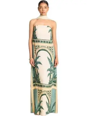 DIARRABLU Tubi Ben Strapless Maxi Dress With Shawl - Viva Olive