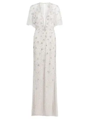 Jenny Packham Sofie Crystal-embellished Gown - Platinum - Silver