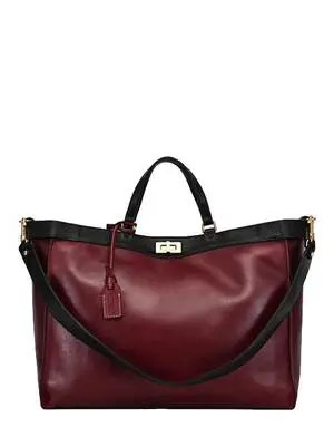 OLD TREND Genuine Leather Travel Tote - Burgundy
