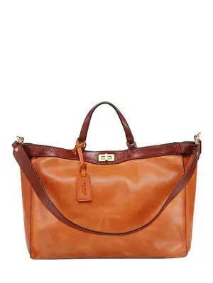 OLD TREND Genuine Leather Travel Tote - Caramel