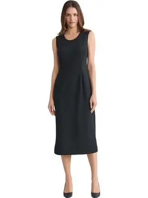 Ming Wang Stretch Deco Crepe Sheath Midi Dress - Black