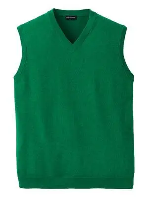 PAUL FREDRICK Supima Cotton V-Neck Vest Green