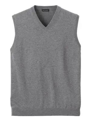 PAUL FREDRICK Supima Cotton V-Neck Vest Medium Grey