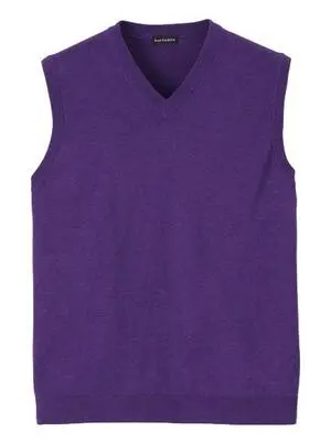 PAUL FREDRICK Supima Cotton V-Neck Vest Purple