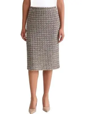 Ming Wang A-line Tweed Knit Skirt - Dark Umber/twig/black/ivory