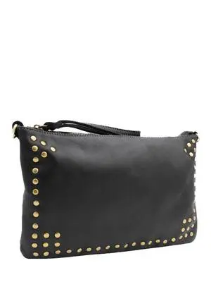 BOLSA NOVA Studded Italian Leather Clutch - Black