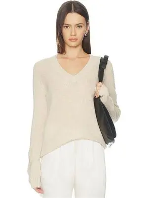 Enza Costa Cashmere V-neck Pullover - Alabaster