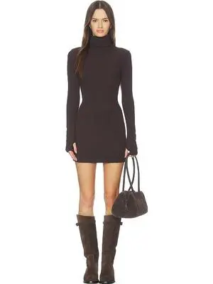Enza Costa Knit Turtleneck Tunic Dress - Bitter Brown