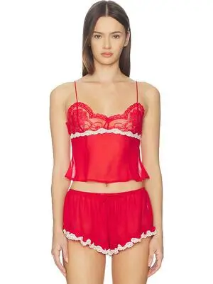 For Love & Lemons Fiona Lace Camisole Top - Red
