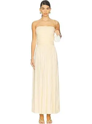 RUNAWAY THE LABEL Malone Ruched Strapless Maxi Dress - Lemon