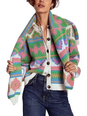 Boden Jacquard Knit Cardigan - Aztec Multi