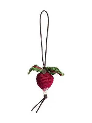 JW Anderson Crocheted Radish Bag Charm - Burgundy