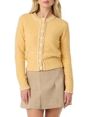 Astr The Label Contrast Stitch Cardigan - Yellow