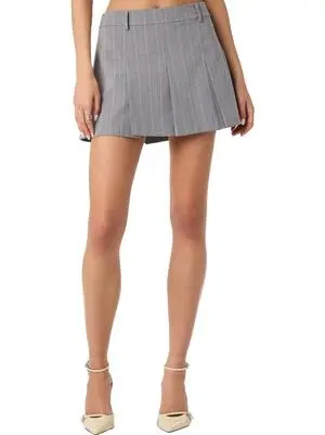 Astr The Label Pleated Stripe Miniskirt - Grey Stripe