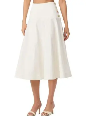 Astr The Label Drop Waist Stretch Cotton Midi Skirt - Off White