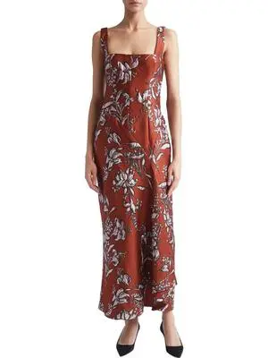 Lela Rose Metallic Floral Brocade Gown - Brick