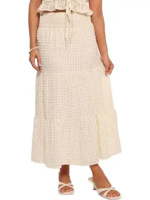 PETAL & PUP Seersucker Gingham Midi Skirt - Cream