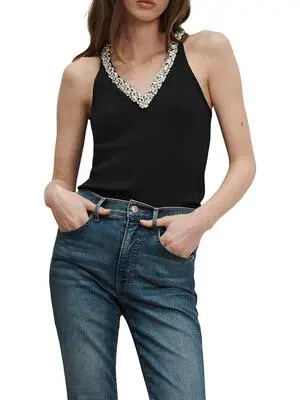Veronica Beard Ayres Jeweled Tank - Black