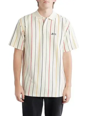 ICECREAM Archer Stripe Cotton Piqué Polo - Antique White