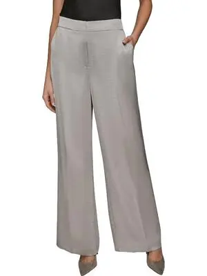 Donna Karan New York Clean Front Wide Leg Satin Pants - Vapor