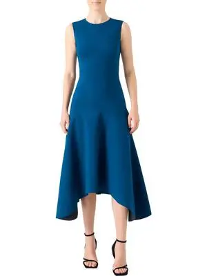Akris Asymmetric Hem Sleeveless Midi Dress - Teal