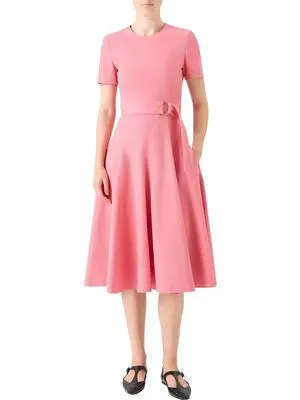 Akris Cotton Blend Belted A-line Dress - Blush