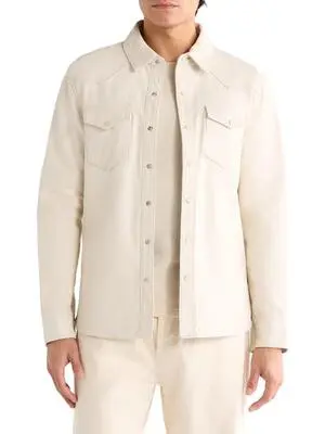 John Varvatos Sage Sheepskin Leather Shirt Jacket - Ivory