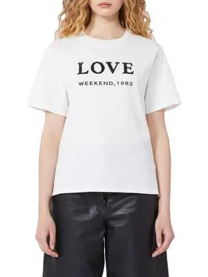 Max Mara Embellished Graphic T-shirt - White