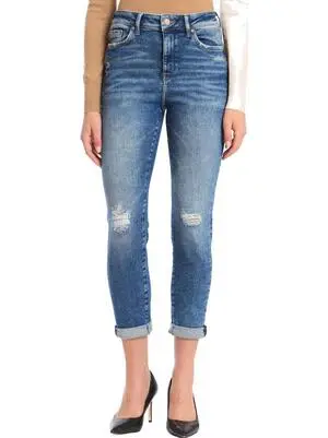 MAVI Cindy High-rise Cropped Mom Jeans - Mid Ripped La Vintage