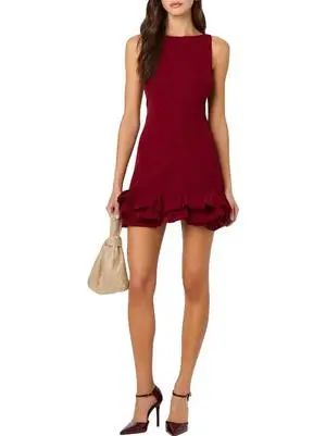 Astr The Label Elexis Bubble Hem Minidress - Wine