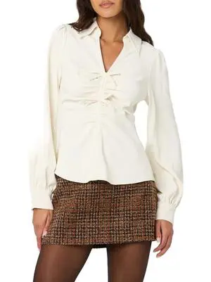 Astr The Label Simran Ruched Front Shirt - Cream