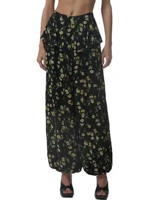 AFRM Graciela Floral Ankle Wide Leg Pants - Citrus Daisy