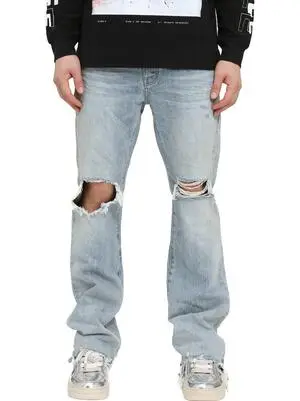 PURPLE BRAND Lucca Ripped Knee Bootcut Jeans - Light Indigo