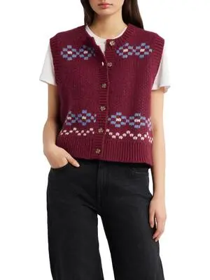 DAMSON MADDER Sofie Wool Sweater Vest - Burgundy