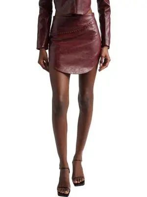 DIESEL® Faux Leather High-low Miniskirt - Bordeaux